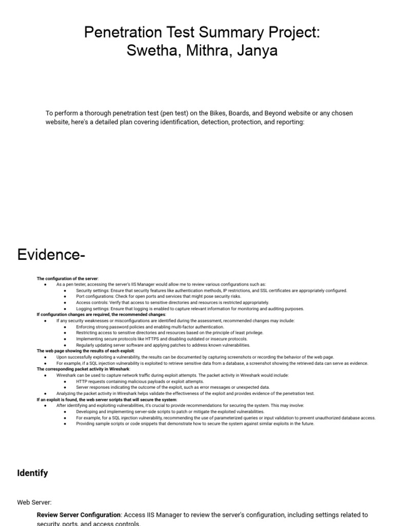 Penetration Test Summary Project | PDF | Business | Security