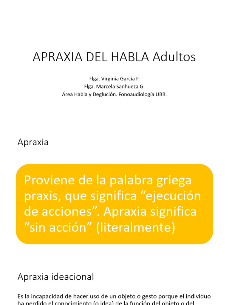 APRAXIA DEL HABLA Clase | PDF