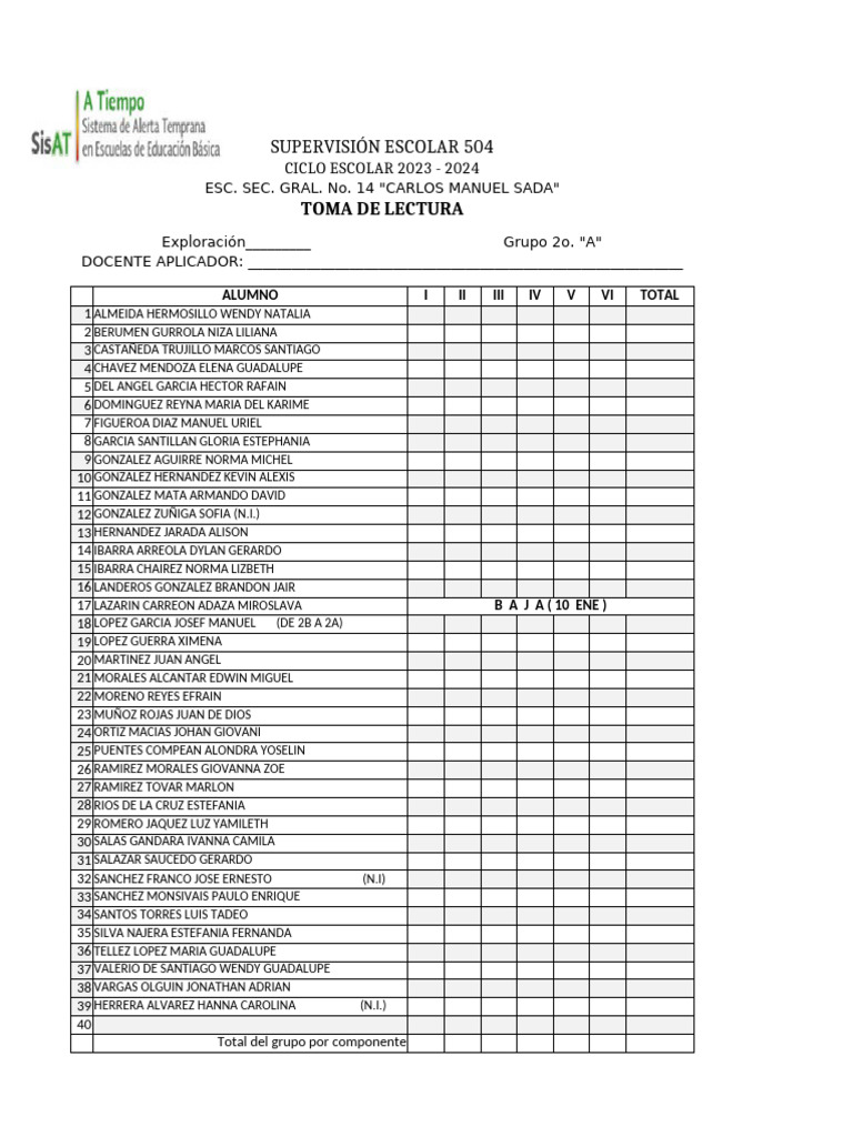 Registro de Evaluaciones SISAT | PDF