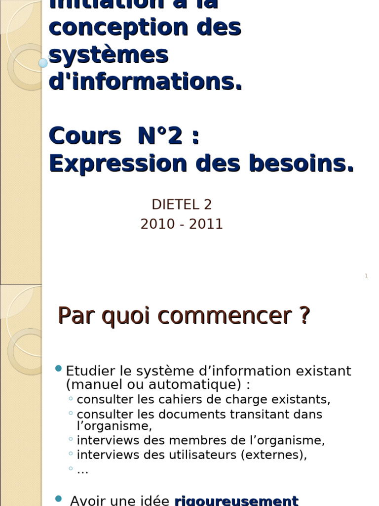 Cours N°2 Expression Des Besoins. | PDF