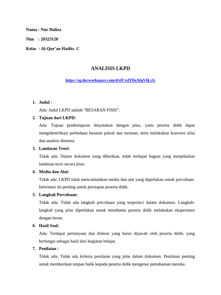 Analisis LKPD | PDF