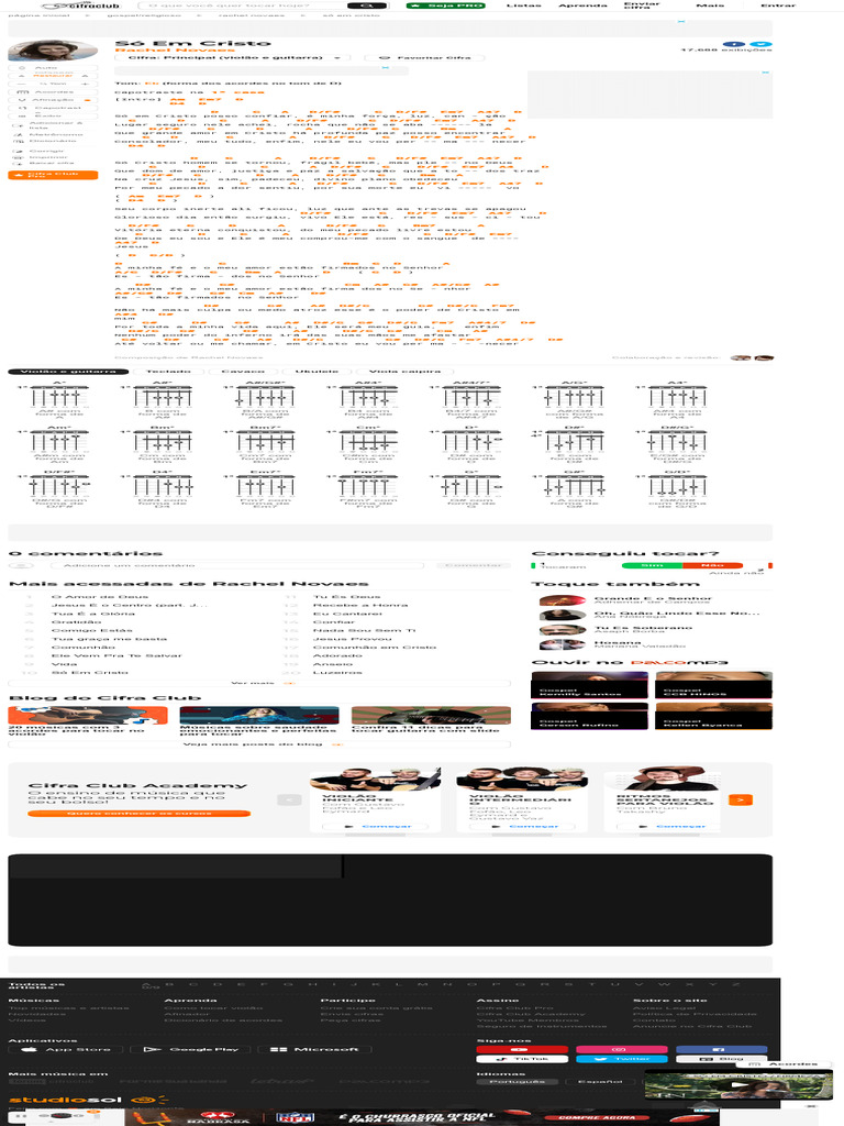 Só em Cristo - Rachel Novaes - Cifra Club | PDF