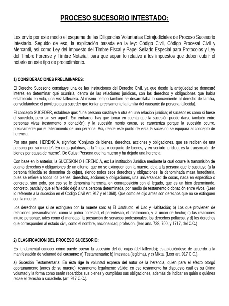Proceso Sucesorio Intestado, Resumen | PDF