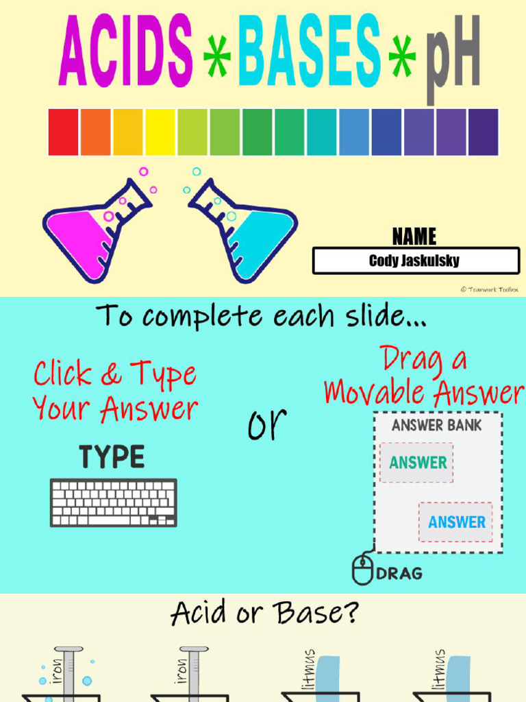 Acid Base PH Interactive Activity | PDF