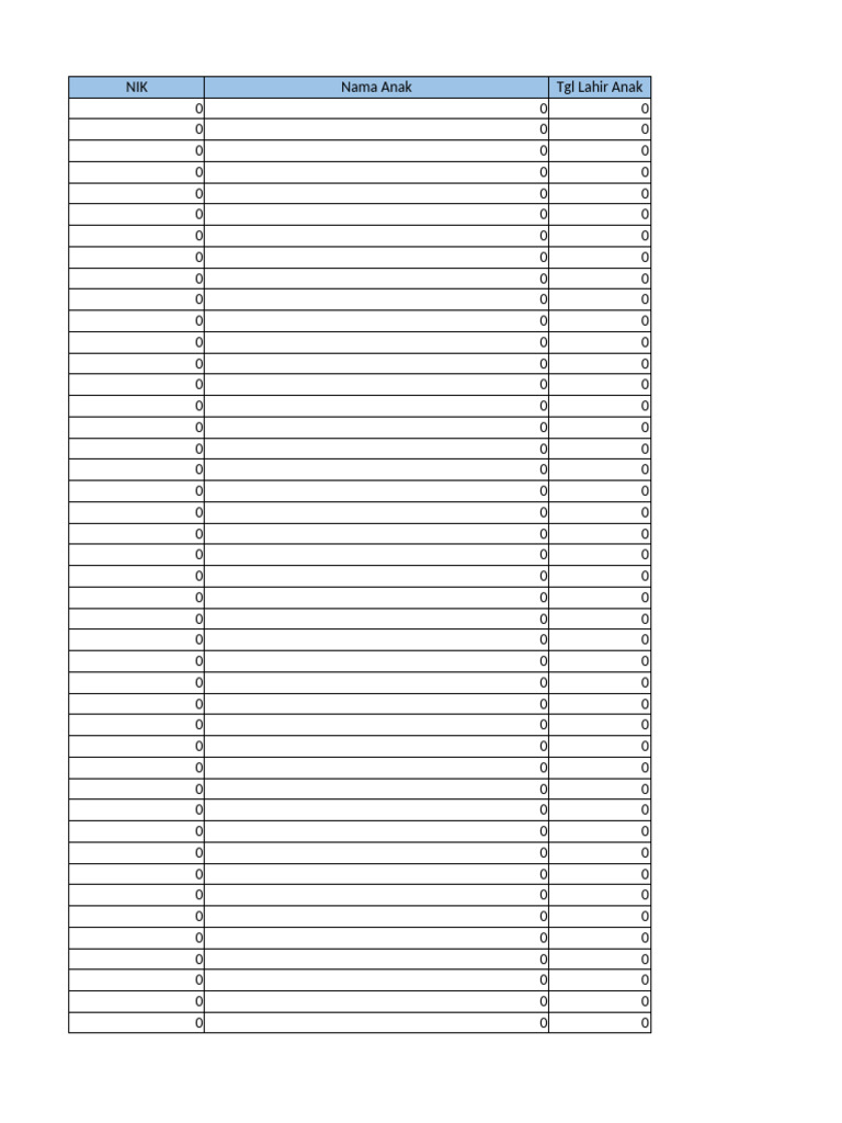 Tabel Bantu Individual Baduta | PDF