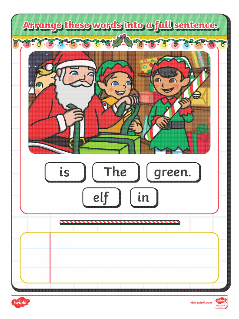 Christmas Simple Sentence Scramble Worksheets - Phase 4 | PDF