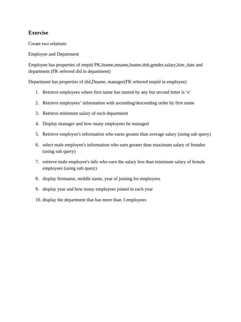 Database (Sub Query Exercise) | PDF Database (Sub Query Exercise) | PDF
