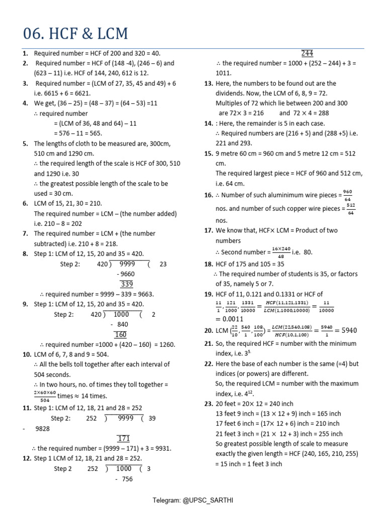 HCF LCM Solution | PDF