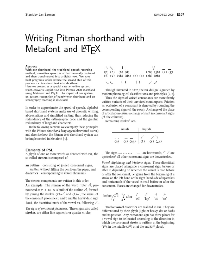 Writing Pitman Shorthand | PDF | Shorthand | Consonant