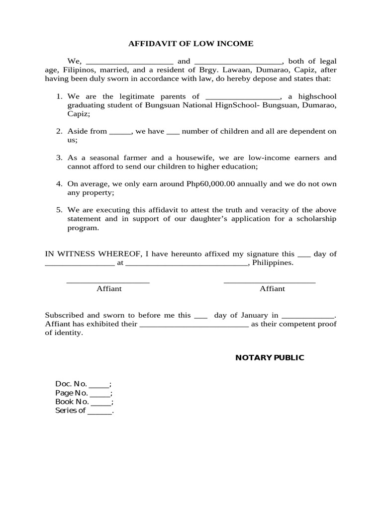 Affidavit of Low Income | PDF