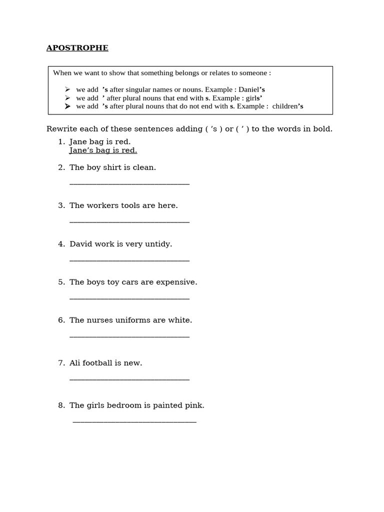 Apostrophe: 'S 'S ' S S' 'S S 'S | PDF