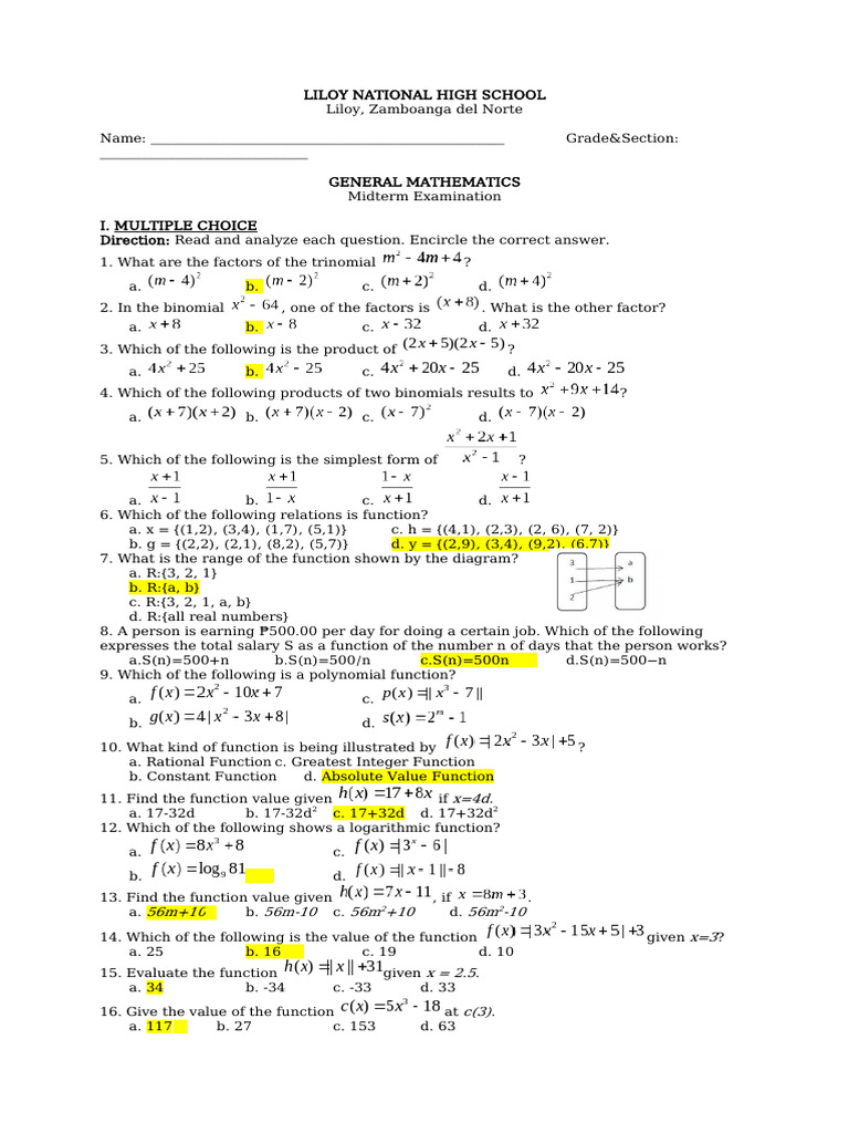 Gen Math Midterm | PDF