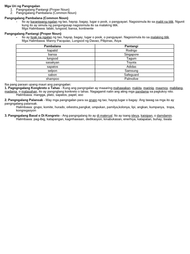 Pantangi at Pambalana | PDF