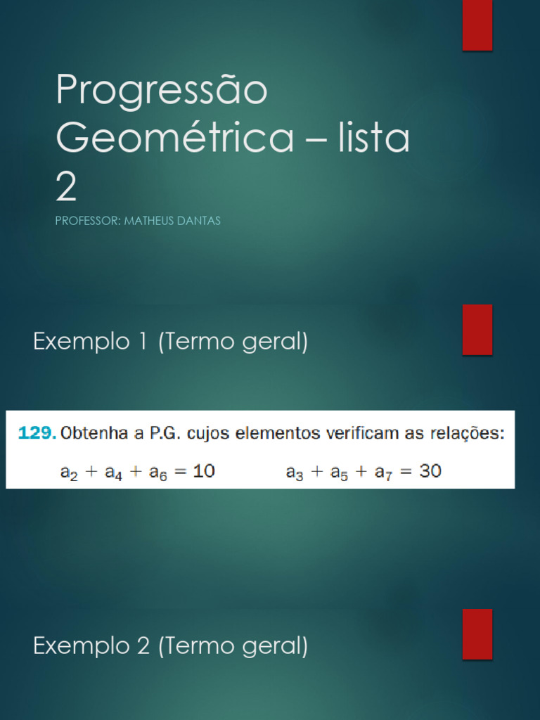 AULA 6 - Progressão Geométrica - Lista 2 | PDF