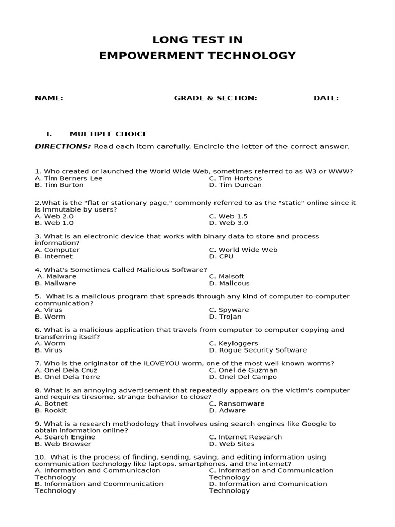 Long Test in Empotech | PDF
