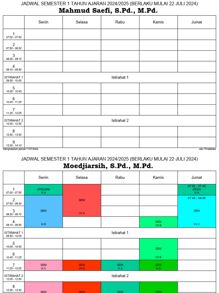 Jadwal Guru 2024-2025 | PDF