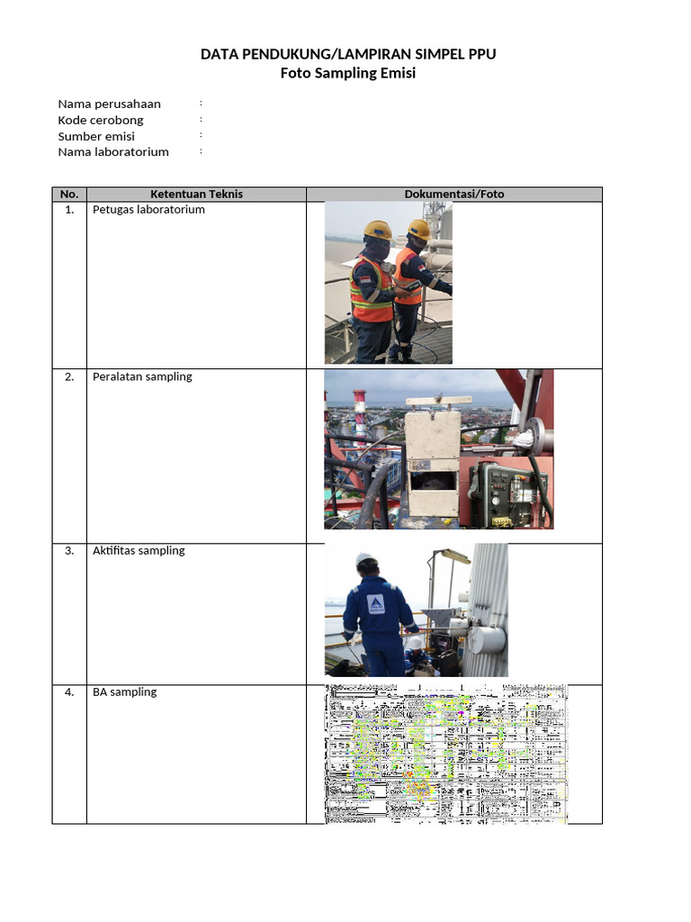 Format Foto Sampling Emisi Simpel | PDF