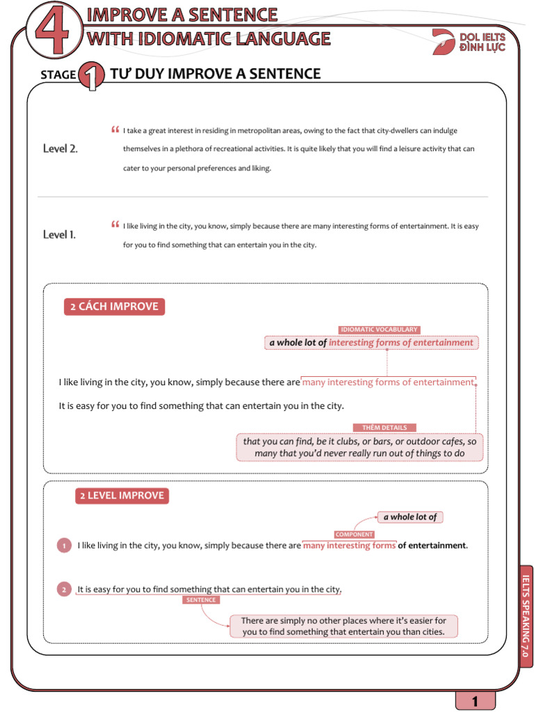 Lesson 4. Handout - Improve A Sentence With Idiomatic Language - 1 | PDF