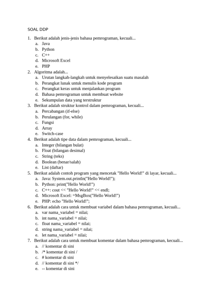 Soal Ujian Sekolah DDP | PDF