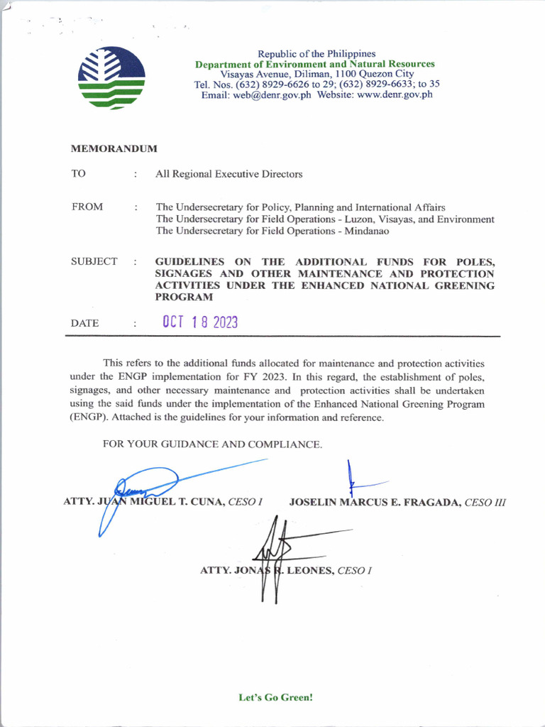 Signed Memo Dated October 182023 Re Guidelines On The Additional Funds ...