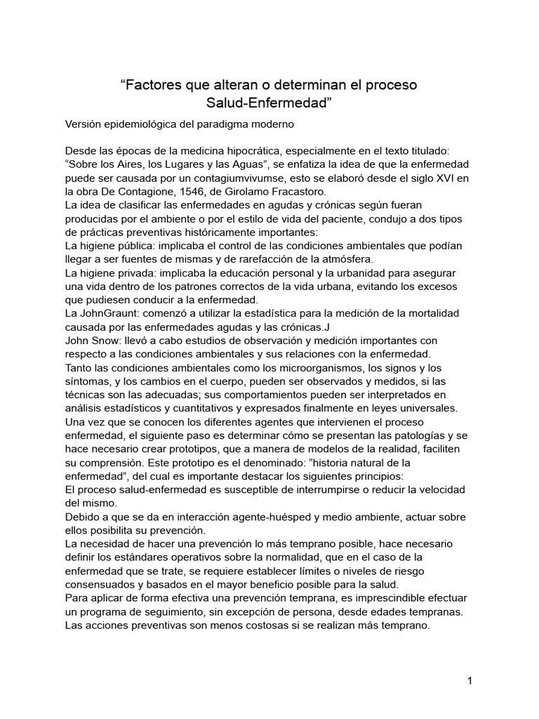 Proceso de Salud-Enfermedad | PDF