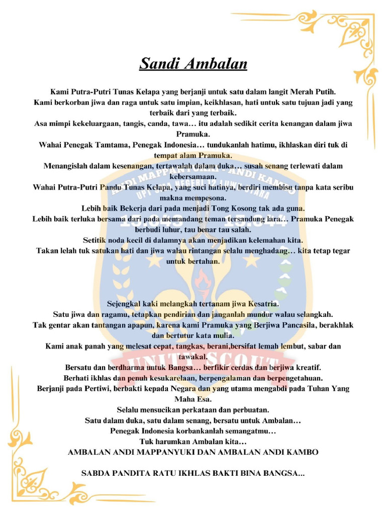 Sandi Ambalan Unity Scout | PDF