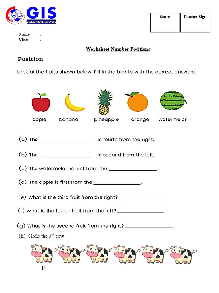 Ordinal Number Positions - Final | PDF