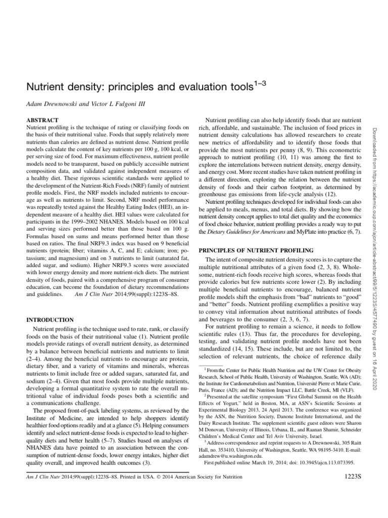 Nutrient Profiling and NRF Models | PDF | Foods | Wellness