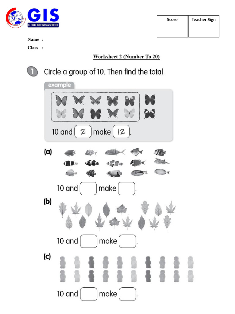 WS 2 Numbers To 20 P1 | PDF