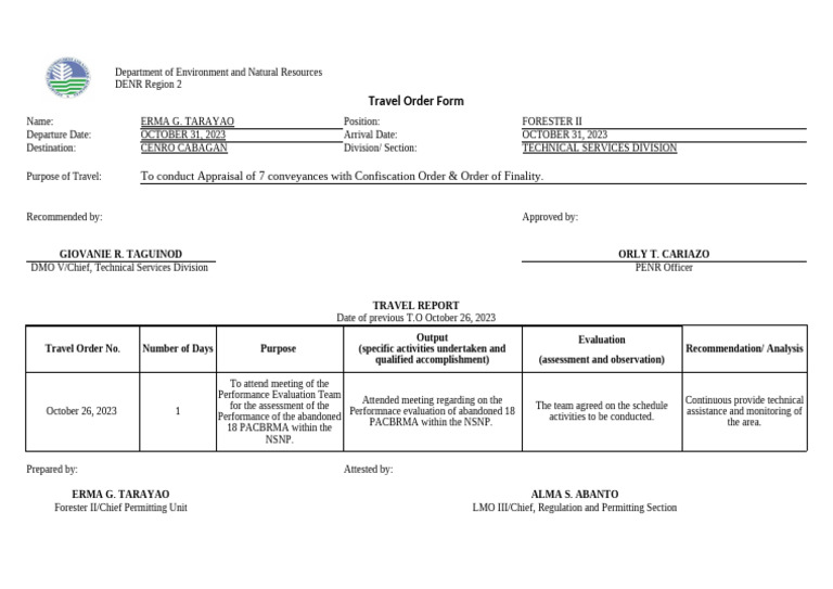 Travel Report Form With Report | PDF