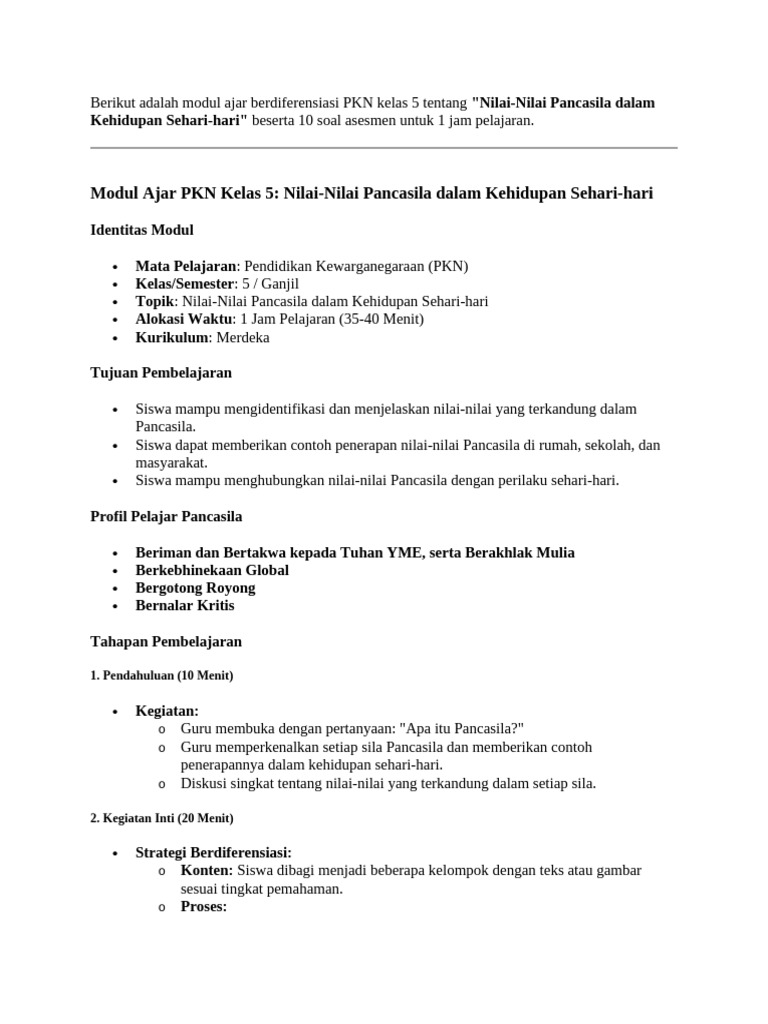 LKPD PKN Kelas 5 | PDF