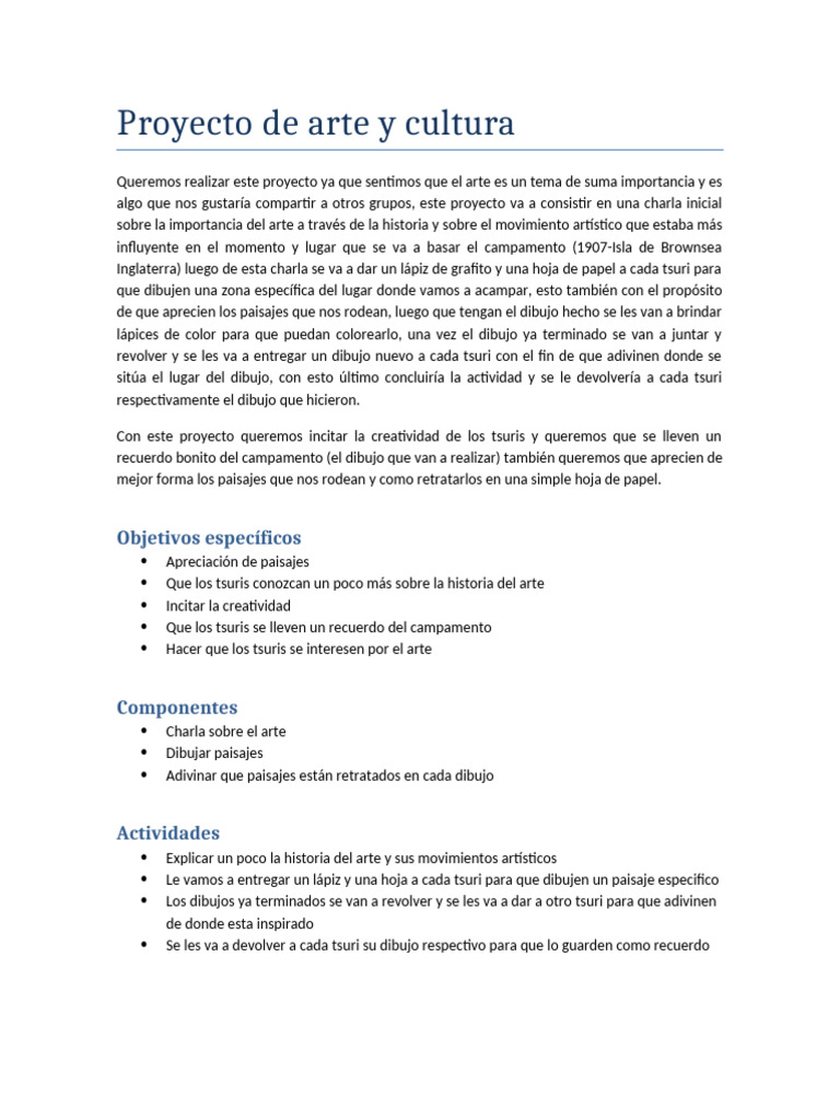 Proyecto de Arte y Cultura | PDF