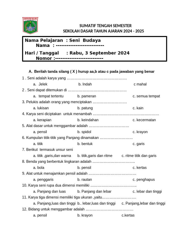 Soal UTS 2024 tENGAH sEMESTER | PDF