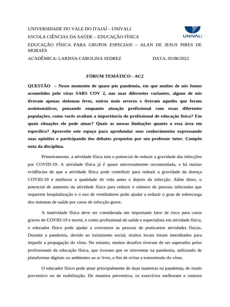 Ac2 - Fórum Temático | PDF