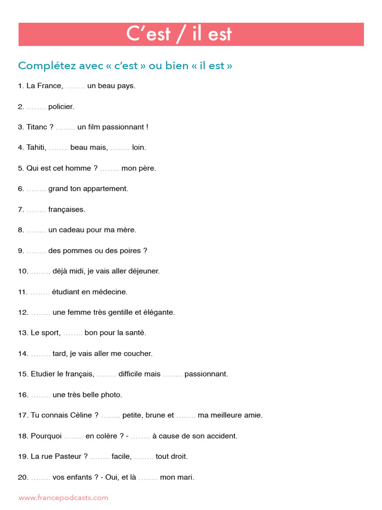 Cest Ou Il Est Exercices A2 2 | PDF