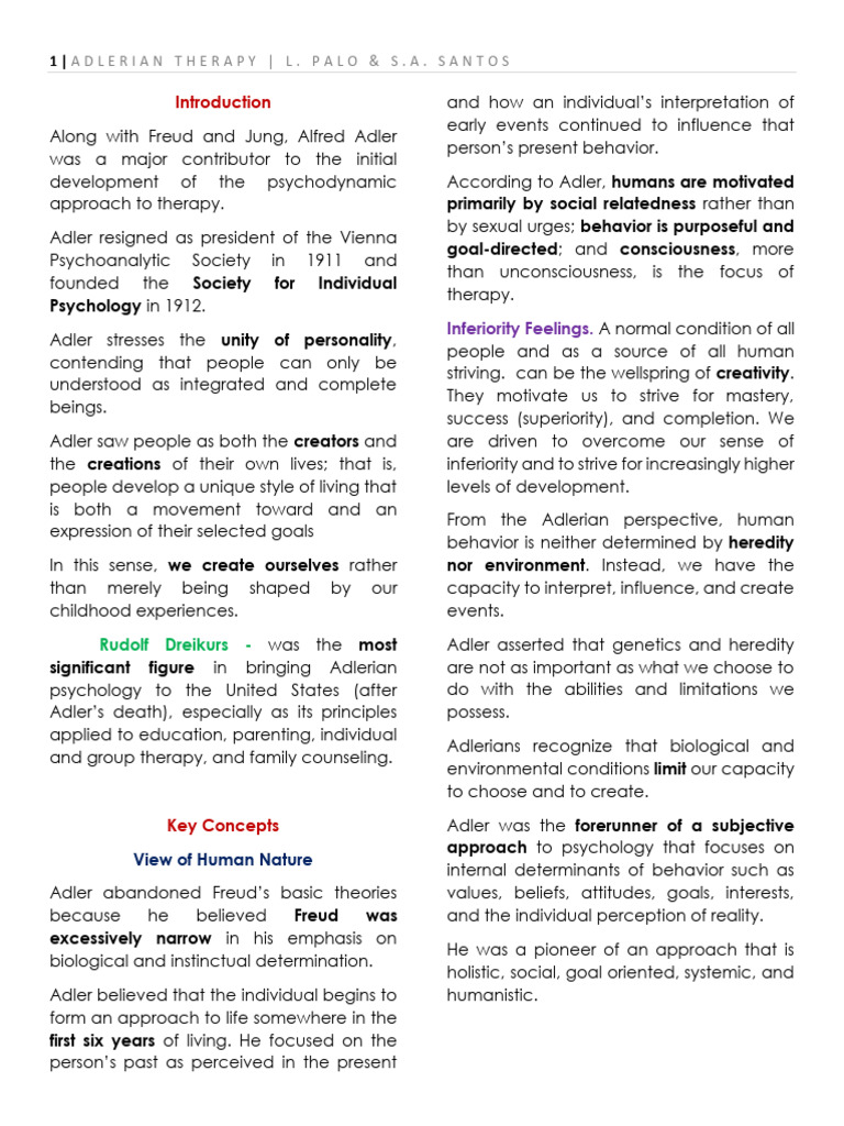 Adlerian Therapy | PDF