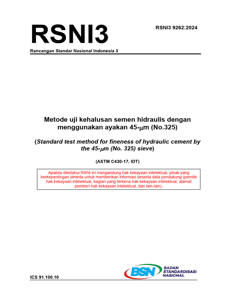 Metode Uji Kehalusan Semen Hidraulis | PDF