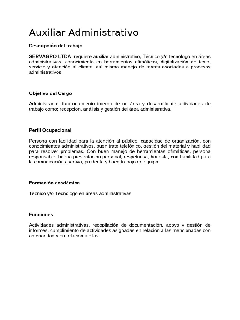 Auxiliar Administrativo | PDF