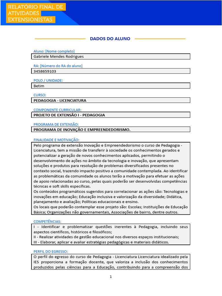PROJ EXT PEDAGOGIA 20523 Kyn9uq | PDF