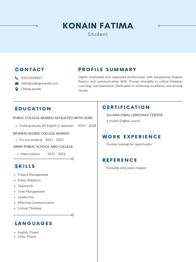 Blue Simple Professional CV Resume | PDF