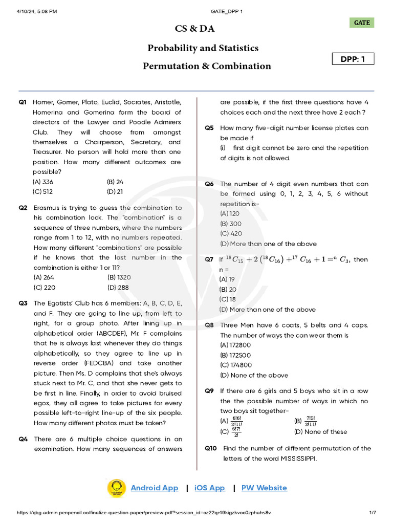 Permutation Combination DPP 0166177809da9a7e0019cabffc | PDF | Linguistics