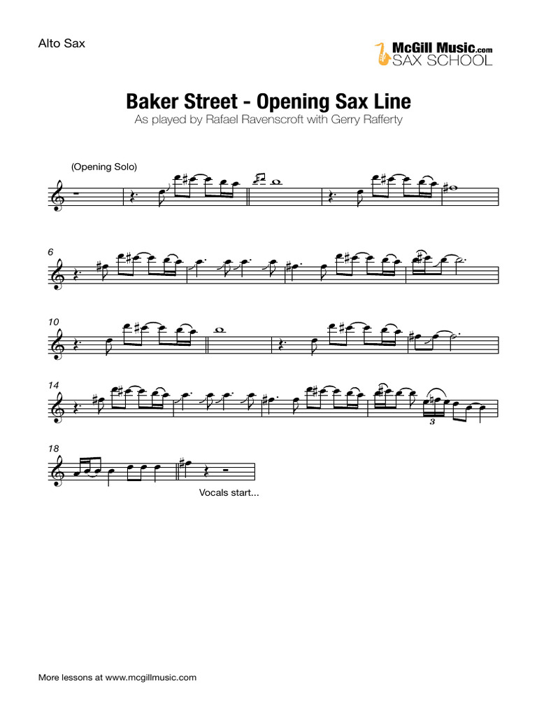 Baker Street Opening/saxophone | PDF