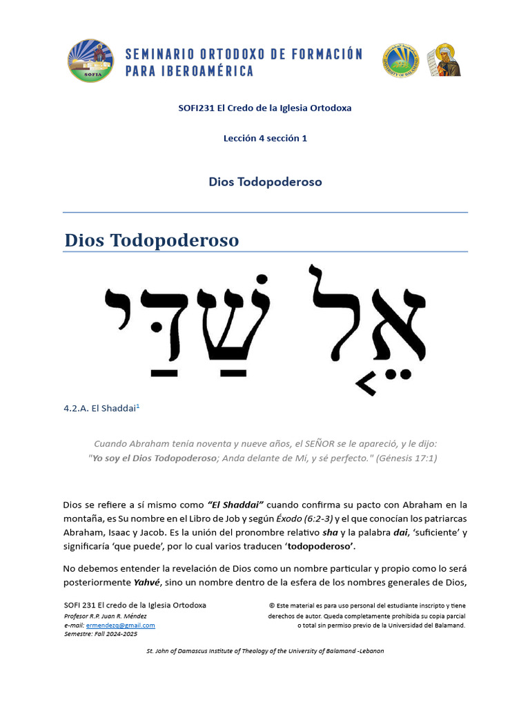 Lección 4.2 Dios Todopoderoso | PDF