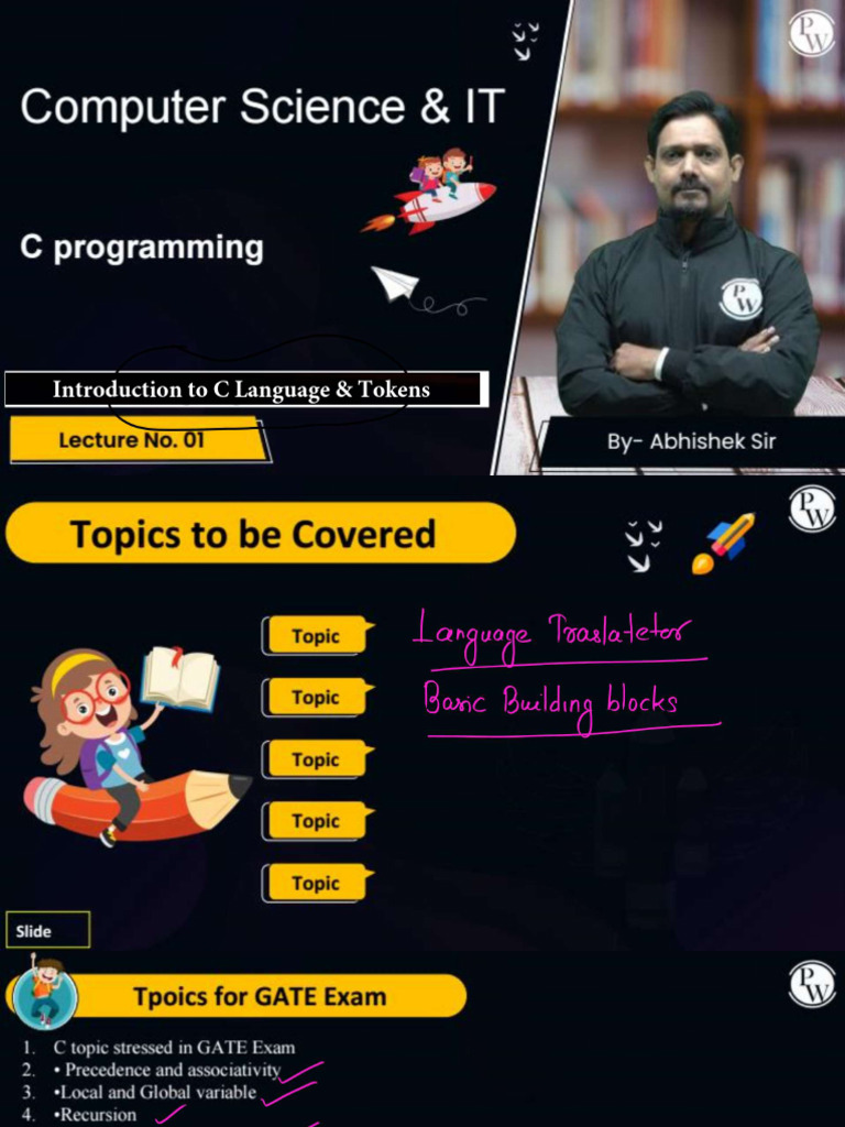 Introduction To C Language & Tokens Lec 01 Class Notes | PDF