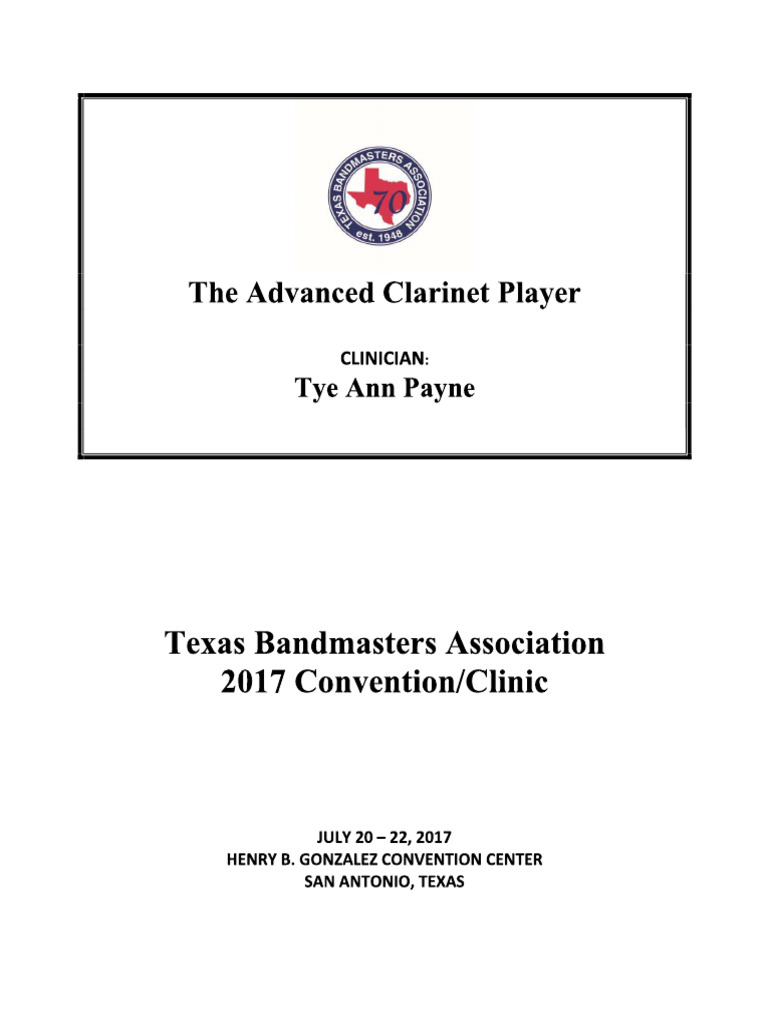 The Advanced Clarinet Player - Tye Ann Payne - TBA 2017 | PDF