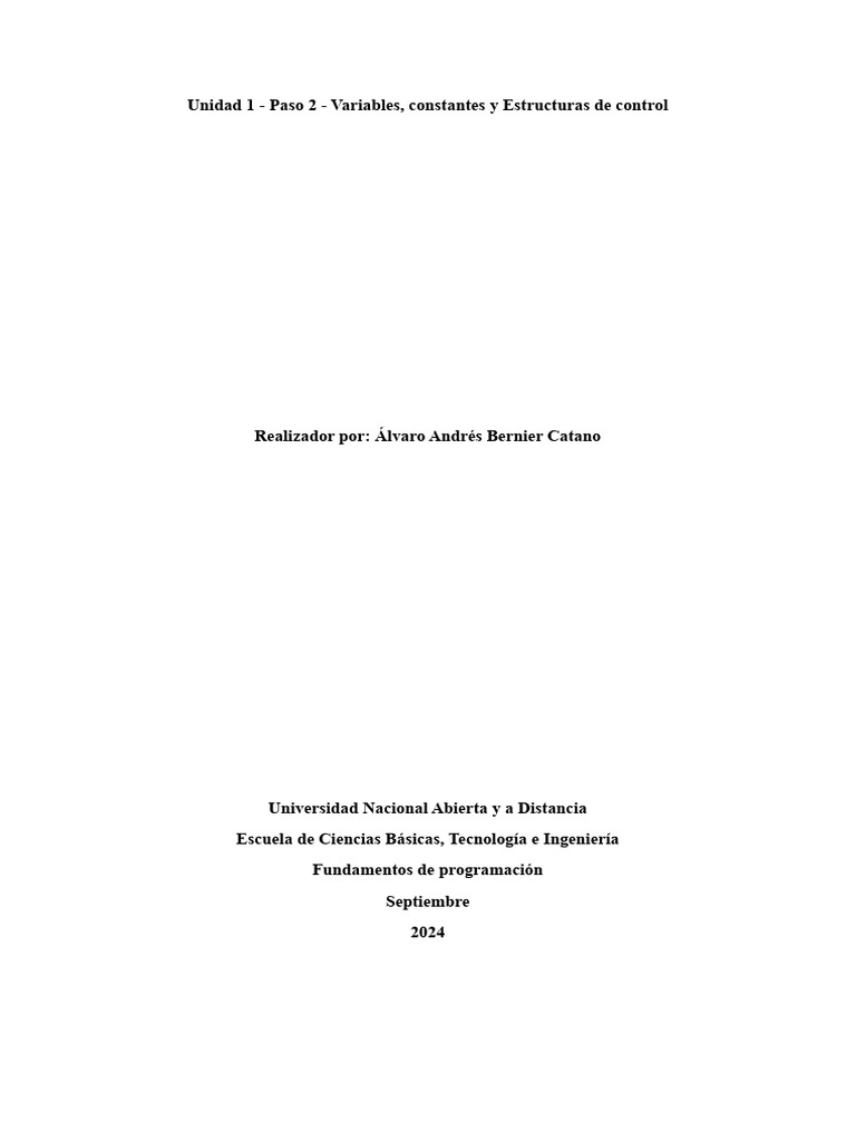 Unidad 1 - Paso 2 - Variables, Constantes y Estructuras de Control ...