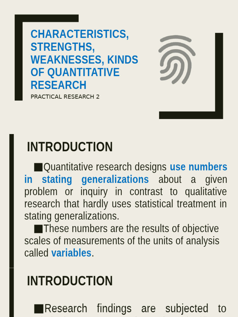 Lesson 1 Characteristics Strength Weaknesses of Quantitative Research | PDF | Statistics ...