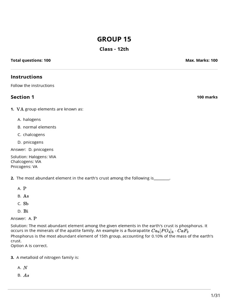 GROUP 15question Paper With Answer Key 2 | PDF