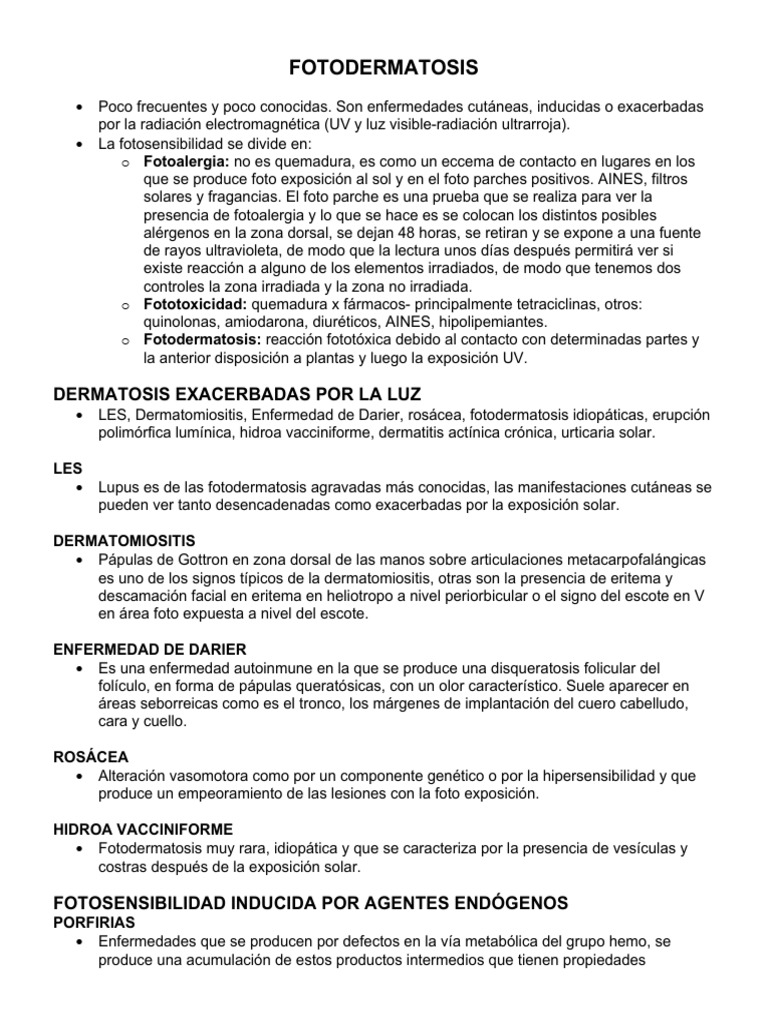 FOTODERMATOSIS | PDF