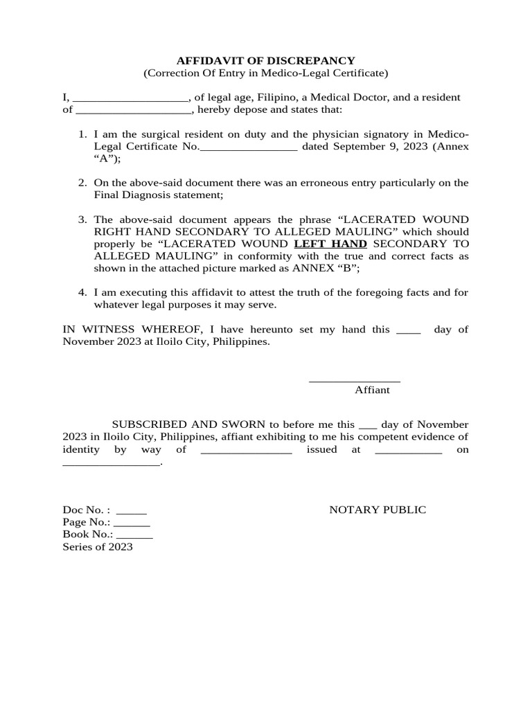 Affidavit of Discrepancy | PDF